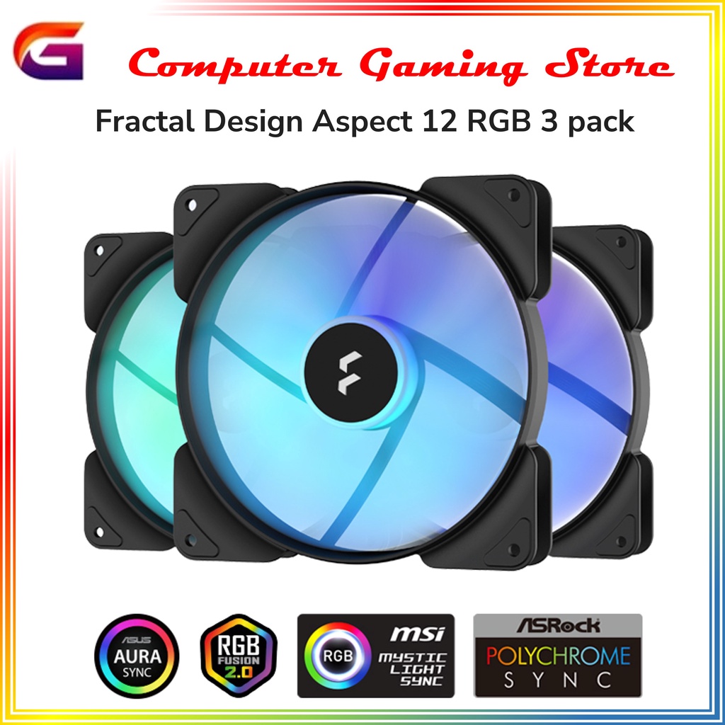 Jual Fractal Design Aspect 12 RGB 120 mm PWM ARGB 3 pack fan case | Shopee Indonesia