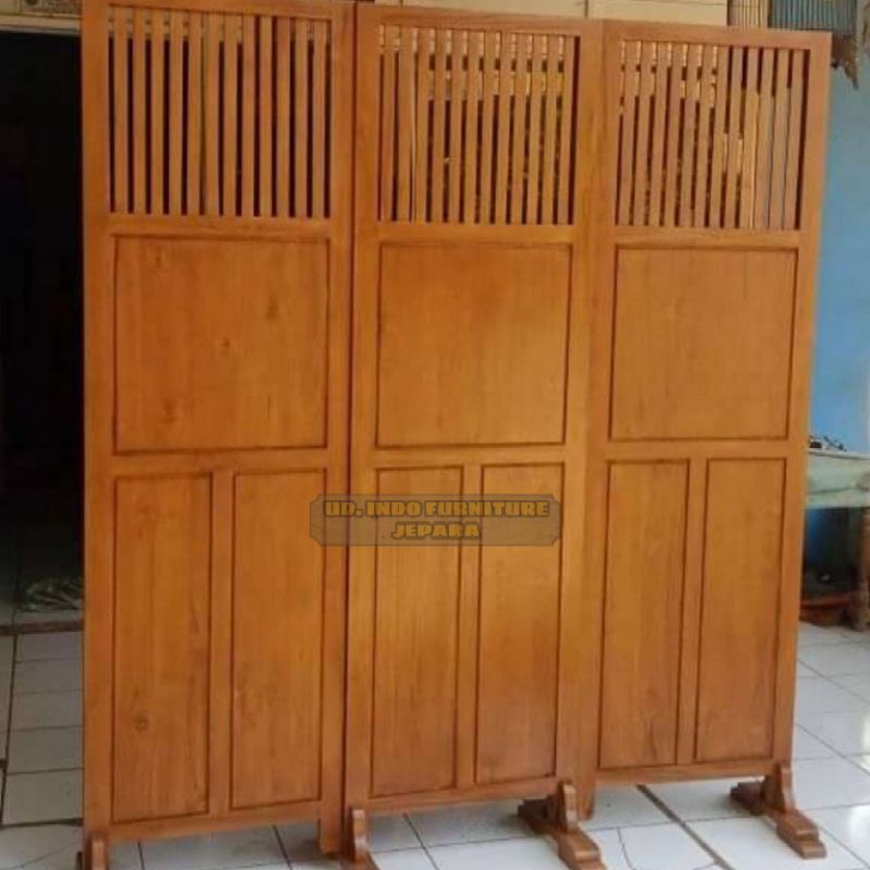 Jual sketsel penyekat ruangan 3 pintu partisi ruangan ukir kayu jati ...