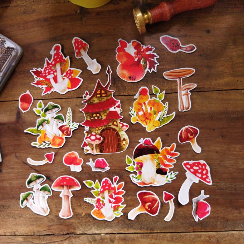 Jual Mushrooms Stickers 20 PCS Journaling Bujo Sticker Aesthetic Art ...