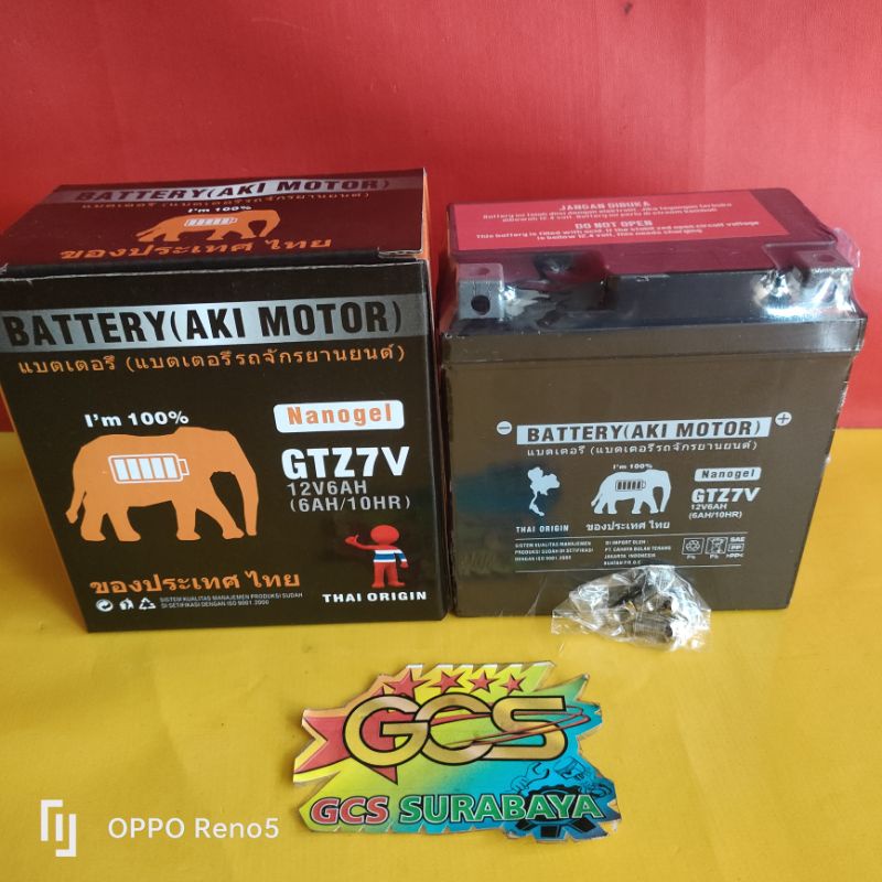 Jual accu gtz7v aki GTZ7V 12V 6AH aki kering nmax,Aerox,lexi Thai ...