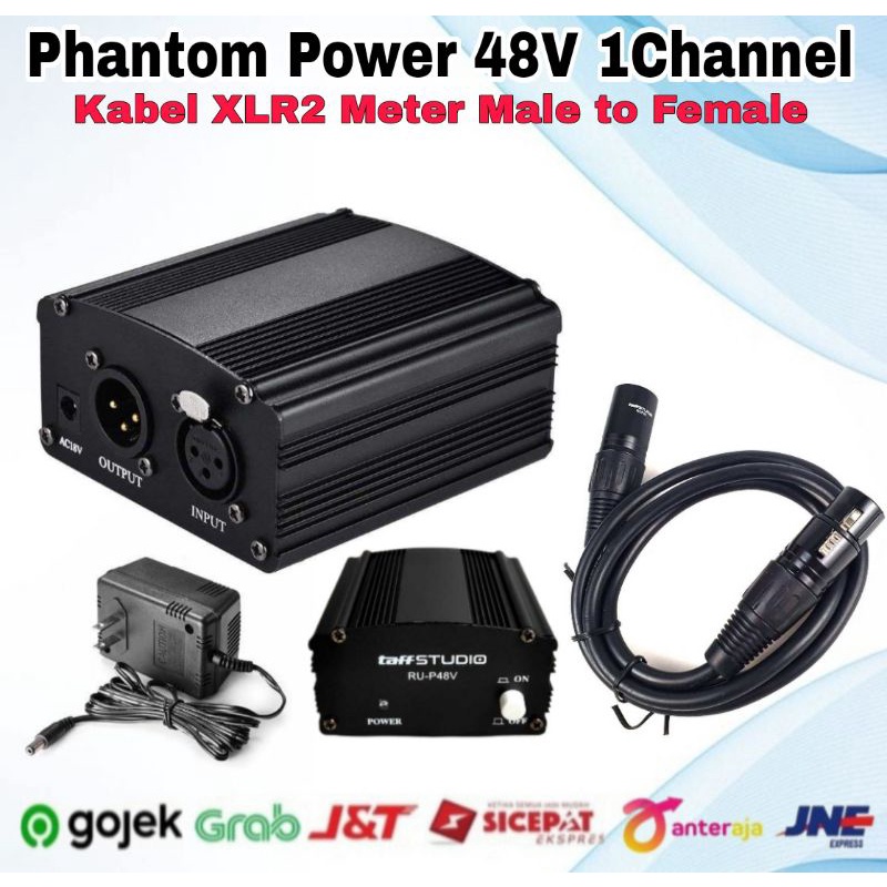 Jual Phantom Power Supply 48V & Kabel XLR for Microphone Condenser ...