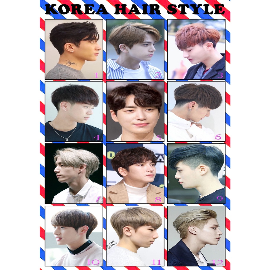 Jual 4 LEMBAR Poster pangkas rambut / Model rambut pria korea / model ...