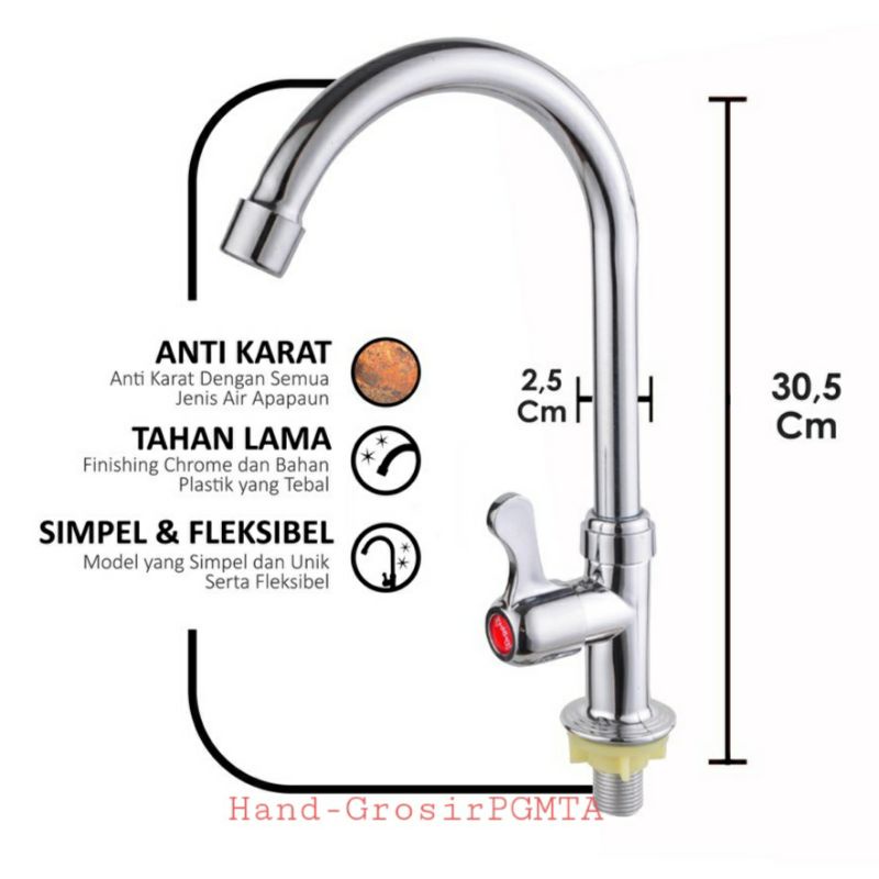 Jual Kran Air Model Angsa Stainless Steel | Keran Wastafel | Keran Air | Shopee Indonesia