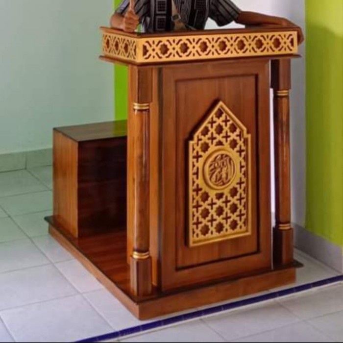 Jual mimbar minimalis mushola kayu jati, podium, meja MIMBAR masjid ...