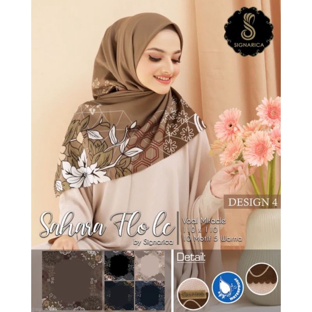 Jual Jilbab Motif Segi Empat Sahara Flo by Signarica Design 4 | Shopee ...