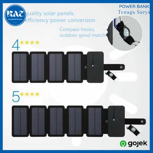 Jual Powerbank Solar Cell Portable Panel Tenaga Surya Lipat 5 USB Port ...