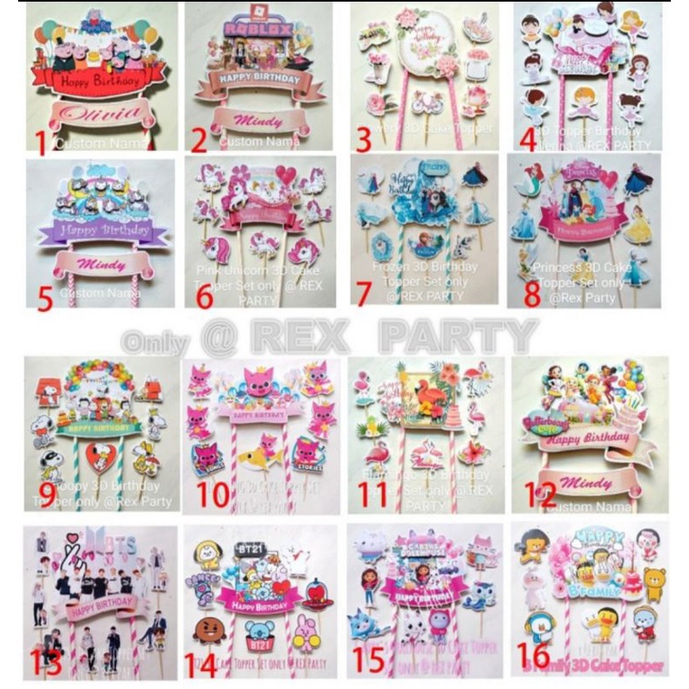 Jual Cake Topper Custom Nama/Custom Nama Topper 3D/Custom Name 3D Cake ...