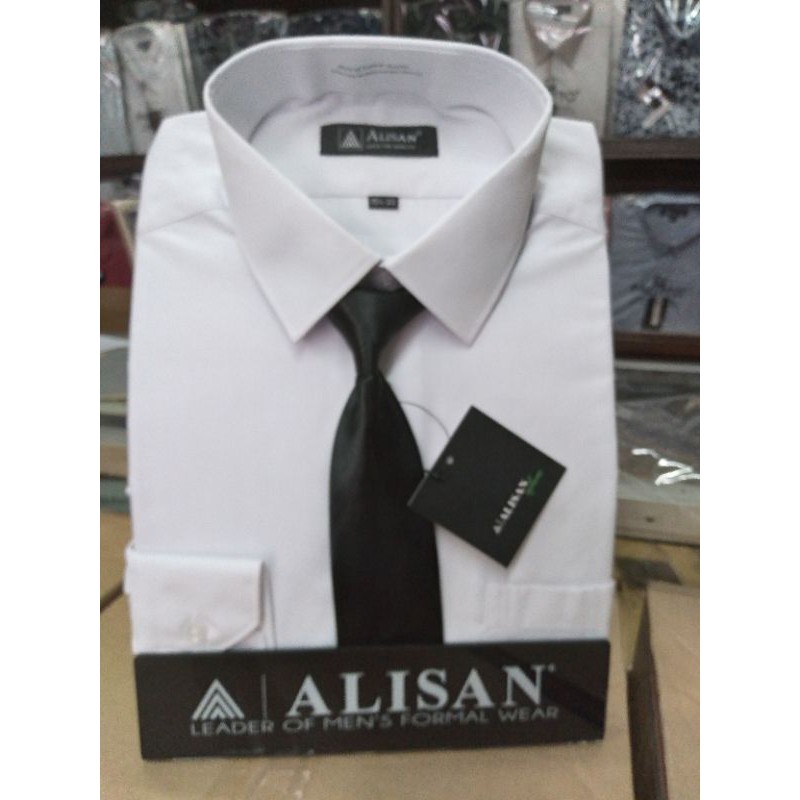 Jual kemeja,ALISAN,putih,polos+DASI>size(14,5-16)reguler | Shopee Indonesia