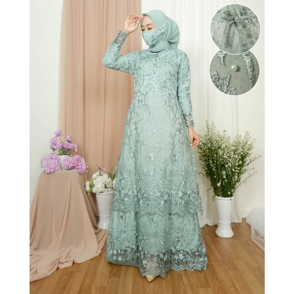 Jual GAMIS TINGKAT TULLE BORDIR TERBARU/GAMIS BORDIR BERKUALITAS/KEBAYA ...