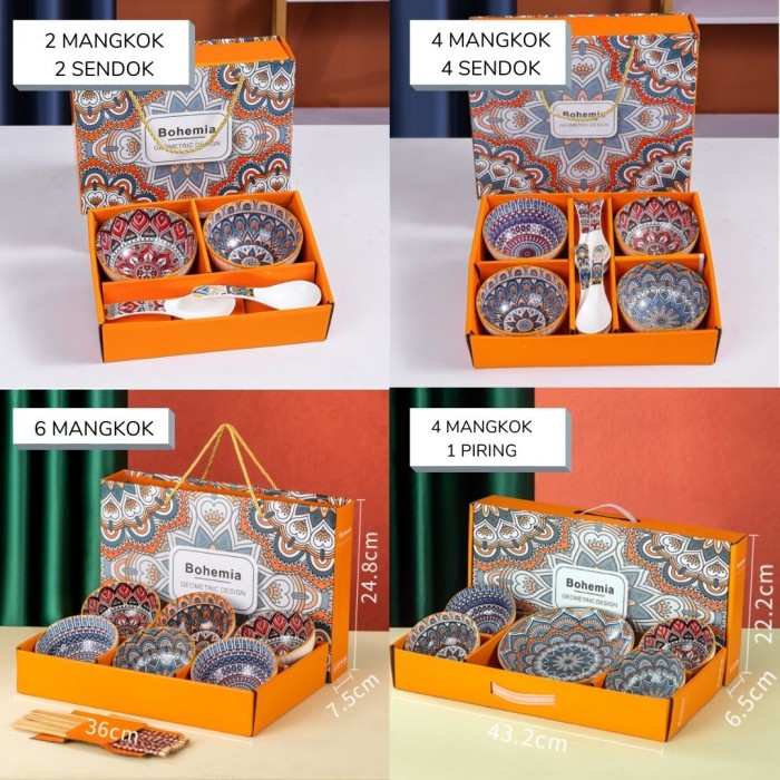 Jual Jual Mangkok Set Souvenir Bowl Set Mangkok Keramik Set Bohemian ...