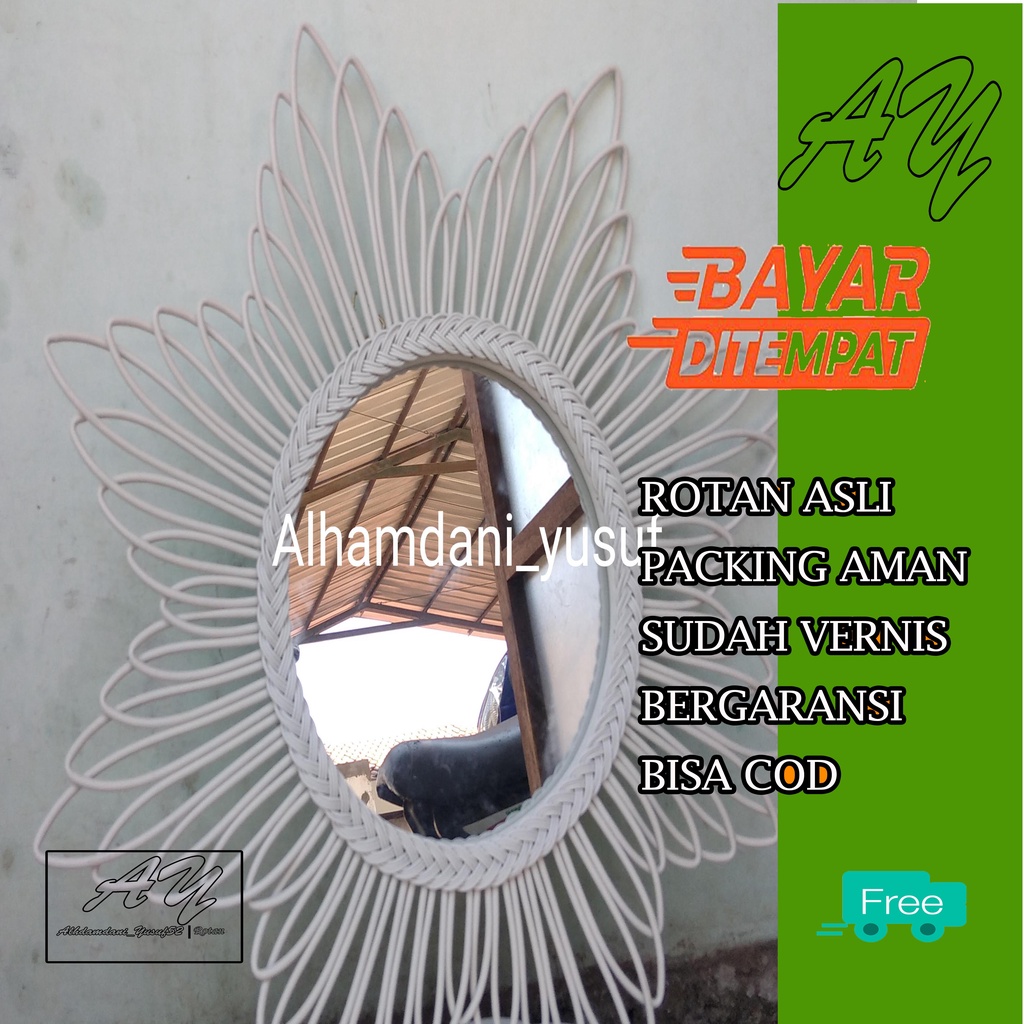 Jual CERMIN BINGKAI ROTAN SINTETIS / CERMIN HIAS ROTAN / CERMIN BINGKAI ...