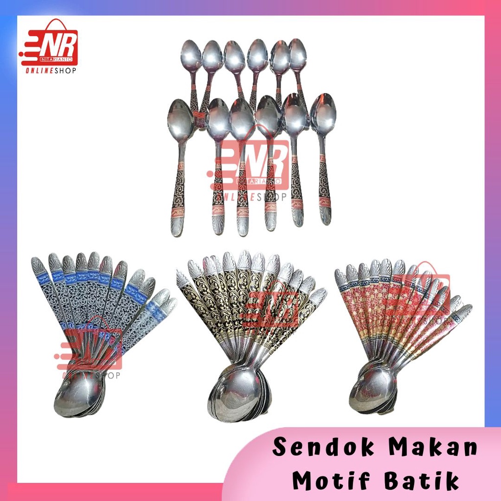 Jual [ Satu Lusin ] Sendok Makan Motif Batik - Sendok Stainless ...