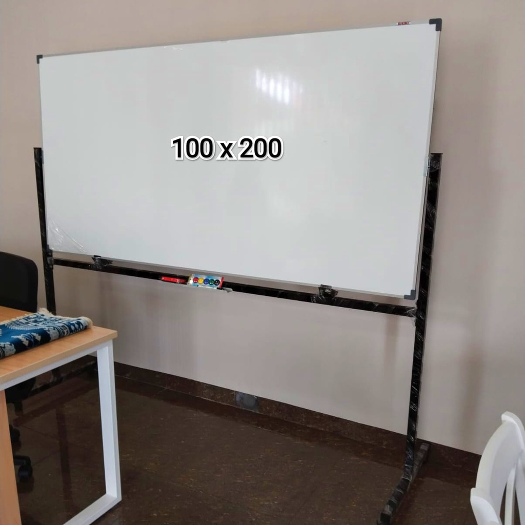 Jual whiteboard standing 100 x 200 cm papan tulis kantor sekolah ...