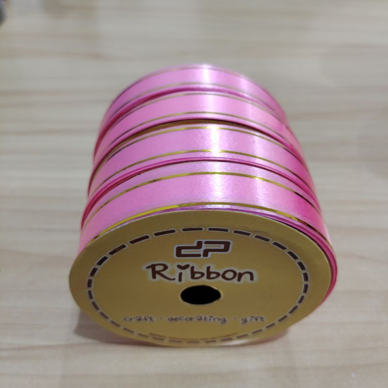 Jual Pita Kado Lis Emas Jepang / Kertas Ribbon Polos 2cm ¾ inchi Gold ...