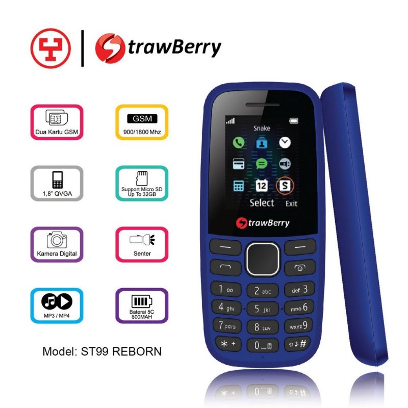 Jual HP STRAWBERRY ST99 ST 99 BOMB NEW REBORN GARANSI RESMI INDONESIA ...
