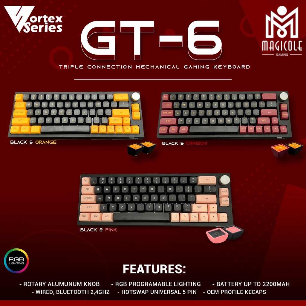 Jual VortexSeries GT-6 Wireless Mechanical - Gaming Keyboard | Shopee ...