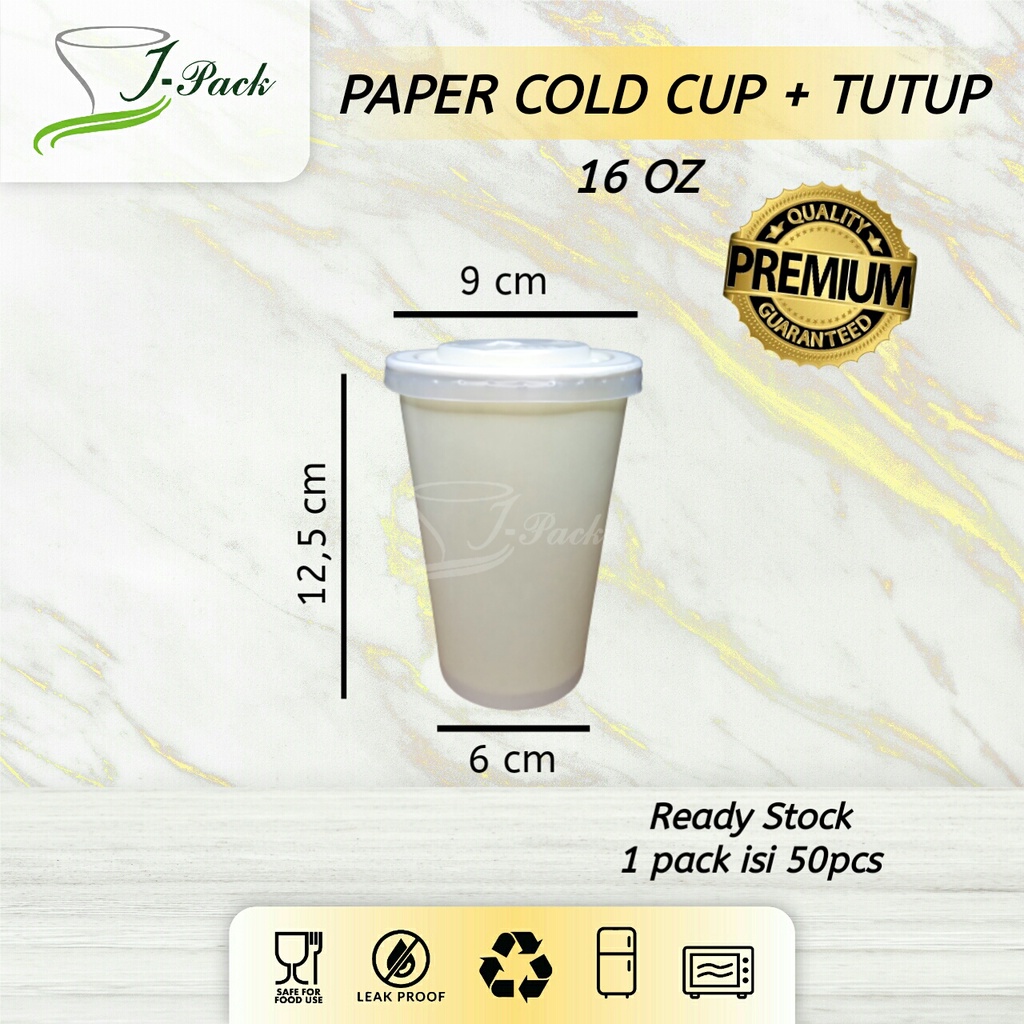 Jual PAPER COLD CUP+LID TUTUP 16oz | GELAS KERTAS MINUMAN DINGIN 16 Oz ...