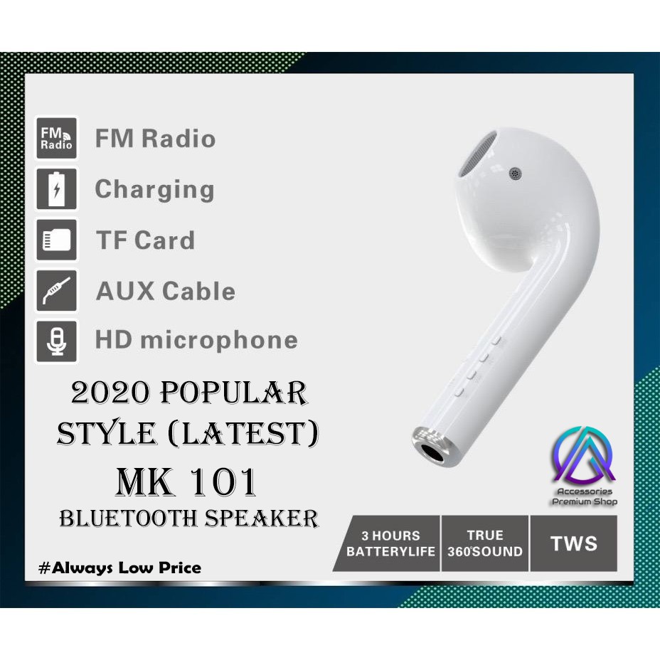 Jual SPEAKER GIANT MK-101 BLUETOOTH SPIKER BENTUK AIRPODS BT PORTABLE TF CARD FD RADIO FM MODEL ...