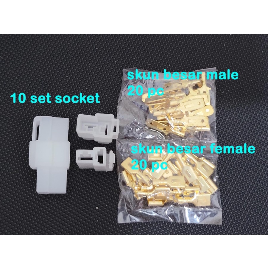 Jual Socket mobil 2 pin besar 10 set/ connector skun motor soket ...