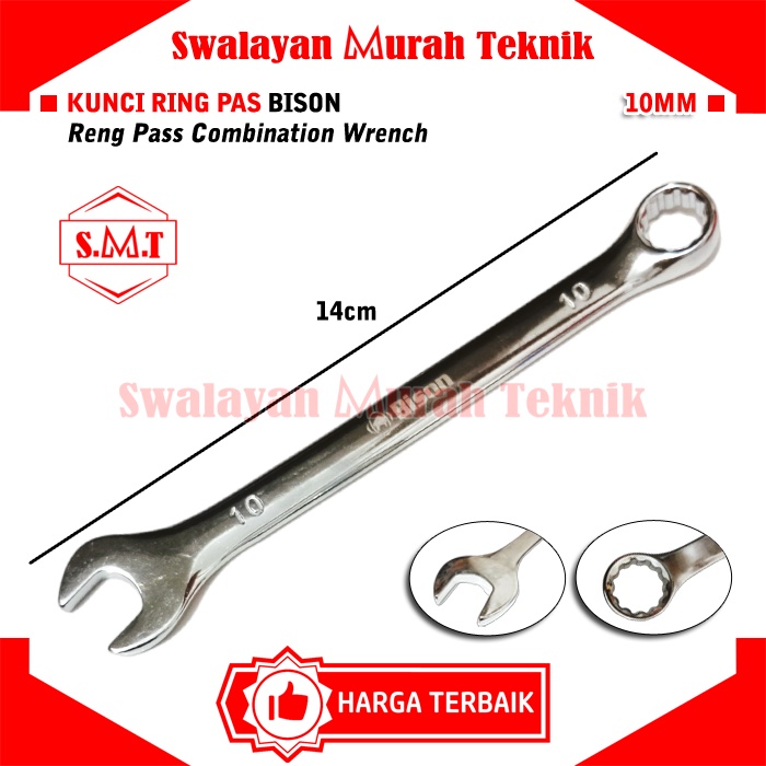 Jual BISON Kunci Ring Pas 10mm Reng Pass Combination Wrench 10 mm ...