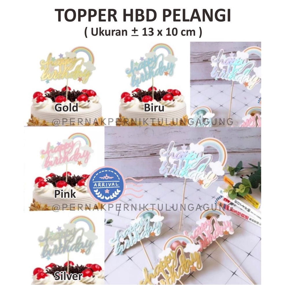 Jual Topper HBD Pelangi - Topper Kue Ulang Tahun Birthday Warna Biru ...