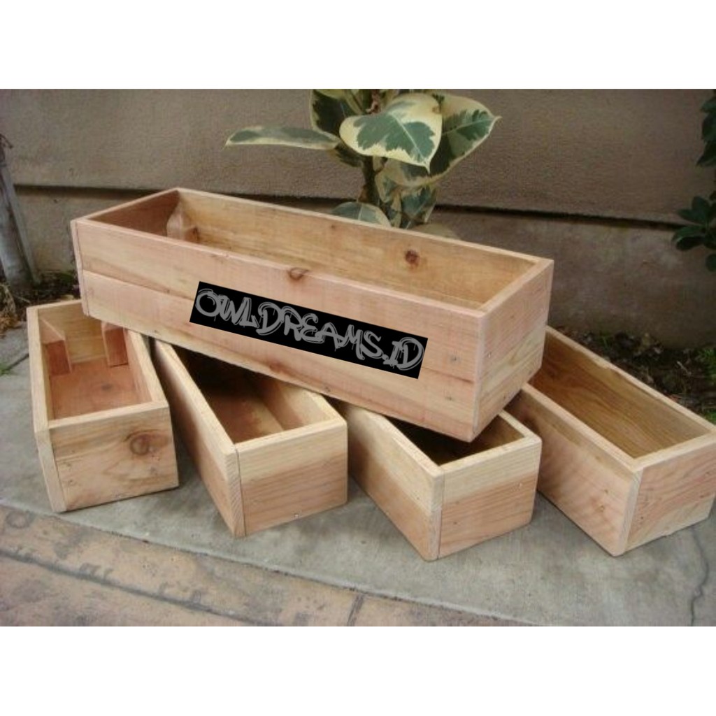 Jual 20X10 POT KAYU PERSEGI PANJANG / POT KAKTUS PANJANG / POT TANAMAN ...
