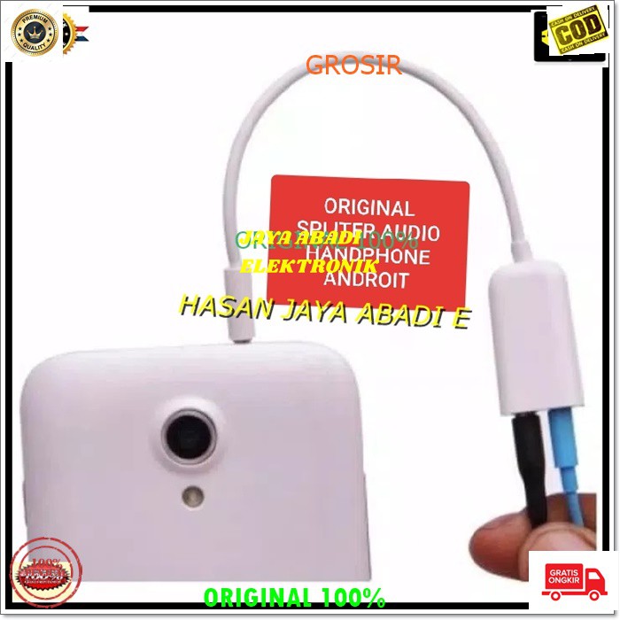 Jual J73 SPLITTER KONEKTOR JACK AUX 3.5 MM AUDIO HEADSET MIC SAMBUNGAN ...
