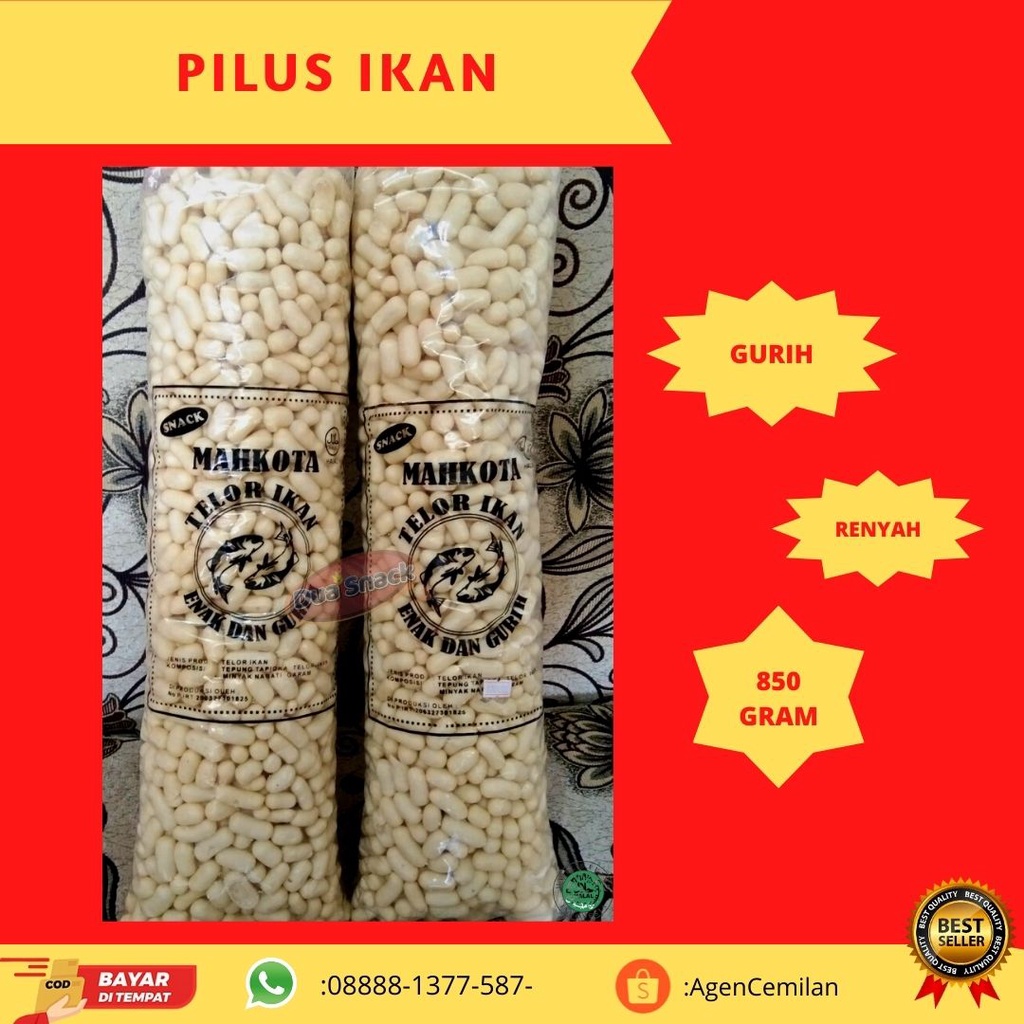 Jual Snack Kiloan Makanan Ringan Cemilan Pilus Ikan Mahkota 850gr ...