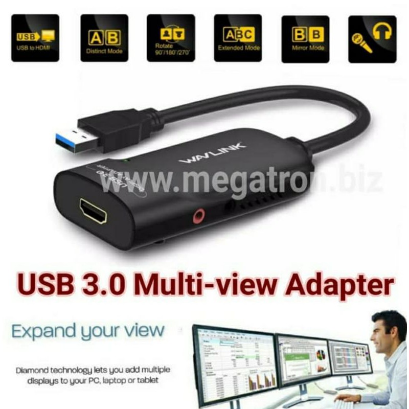 Jual USB 3.0 Multiview Adapter - expand up to 6 monitor (support video ...