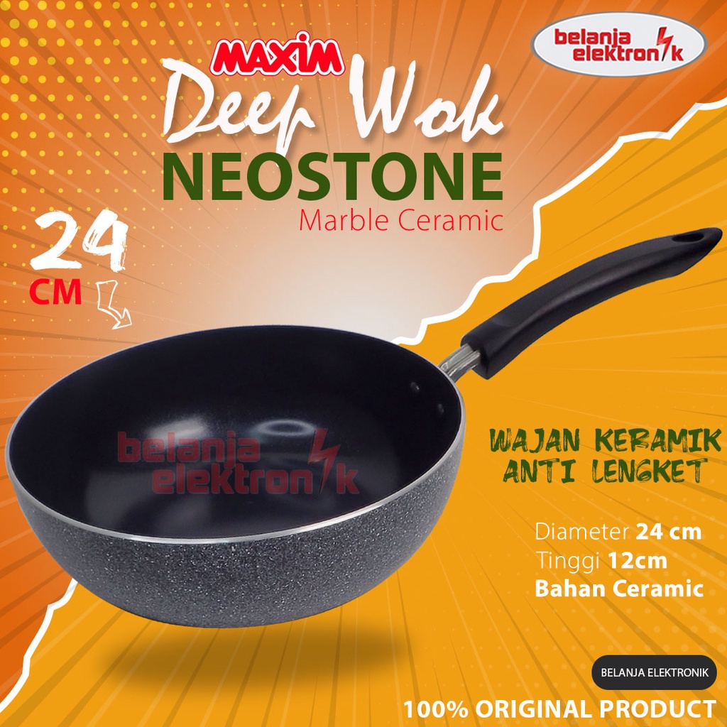 Jual FRYPAN WAJAN MAXIM DEEP WOK NEOSTONE 24 CM MARBLE CERAMIC | Shopee ...