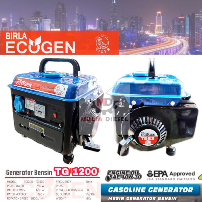 Jual GENSET GENERATOR LISTRIK TG1200 750WAAT ECOGREEN | Shopee Indonesia