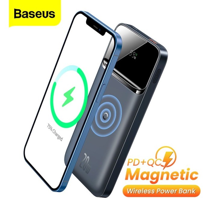 Jual baseus power bank magnetic wireless magsafe iphone 12 fast charge ...