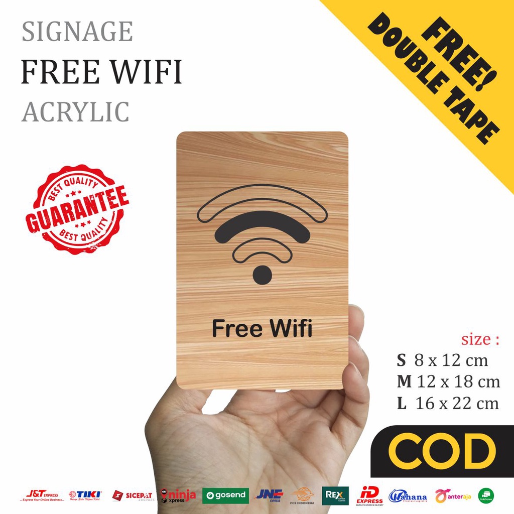 Jual Free Wifi Sign Board Kayu Print Signage Label Petunjuk Ruangan ...