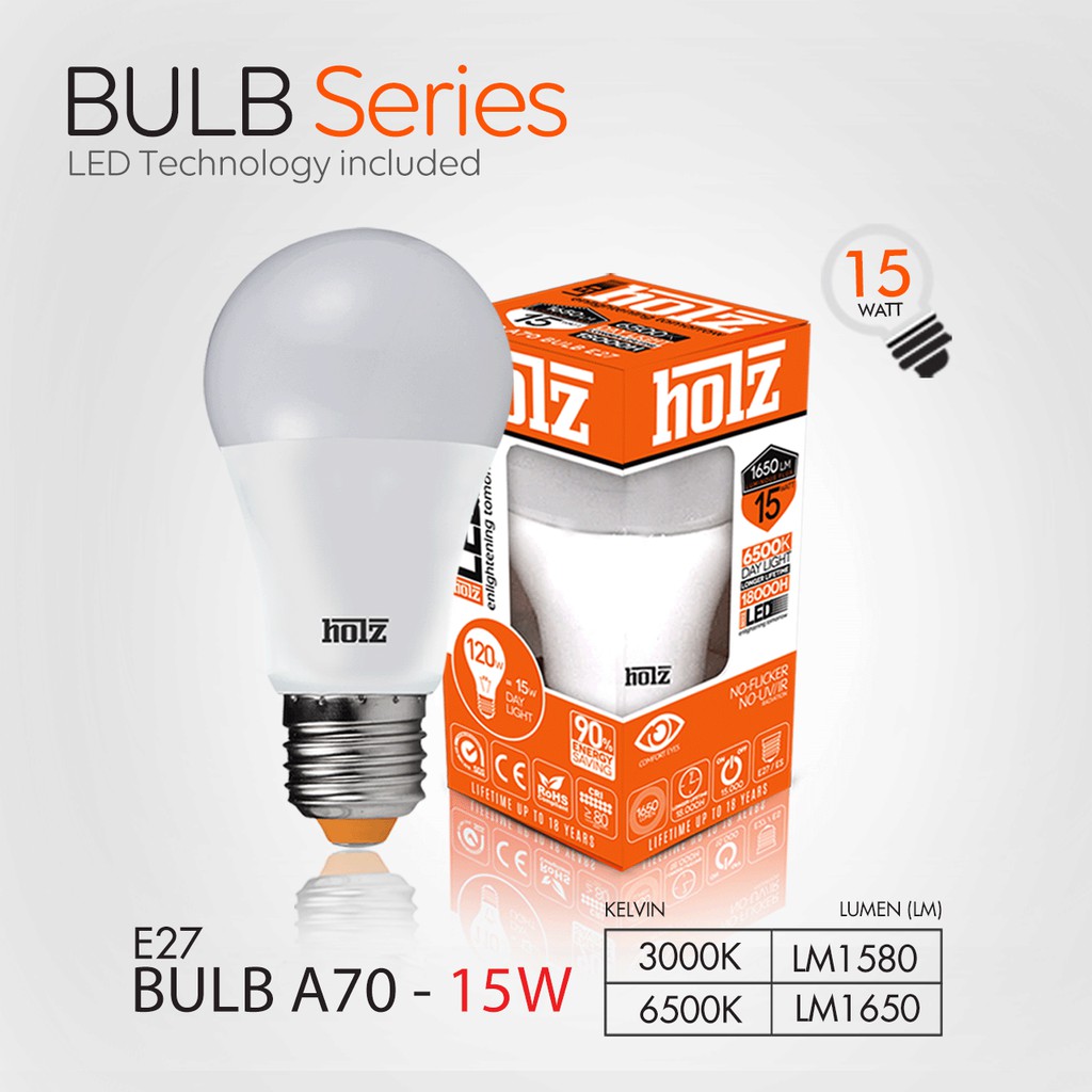 Jual Lampu LED Holz Bulb E27 Bulb A70 Cahaya Kuning 15 Watt | Shopee ...