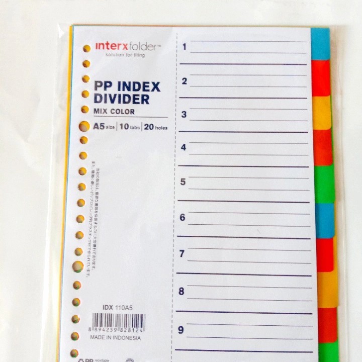 Jual divider/pembatas kertas A5 10 tabs inter x folder | Shopee Indonesia
