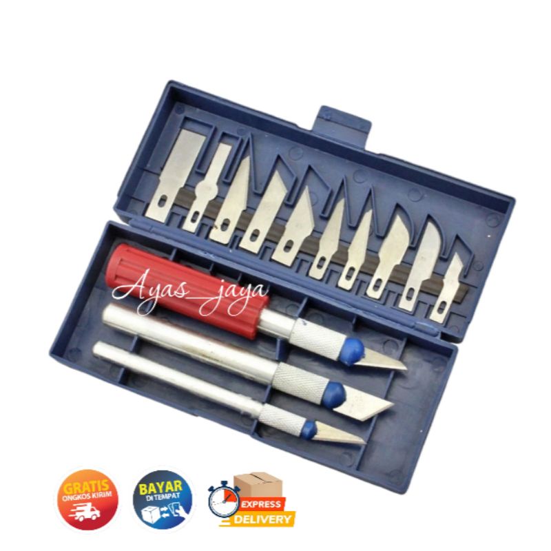 Jual pisau craf/Set 3 in 1 Crafting Art Knife Pisau Ukir Plus 3 Handle ...