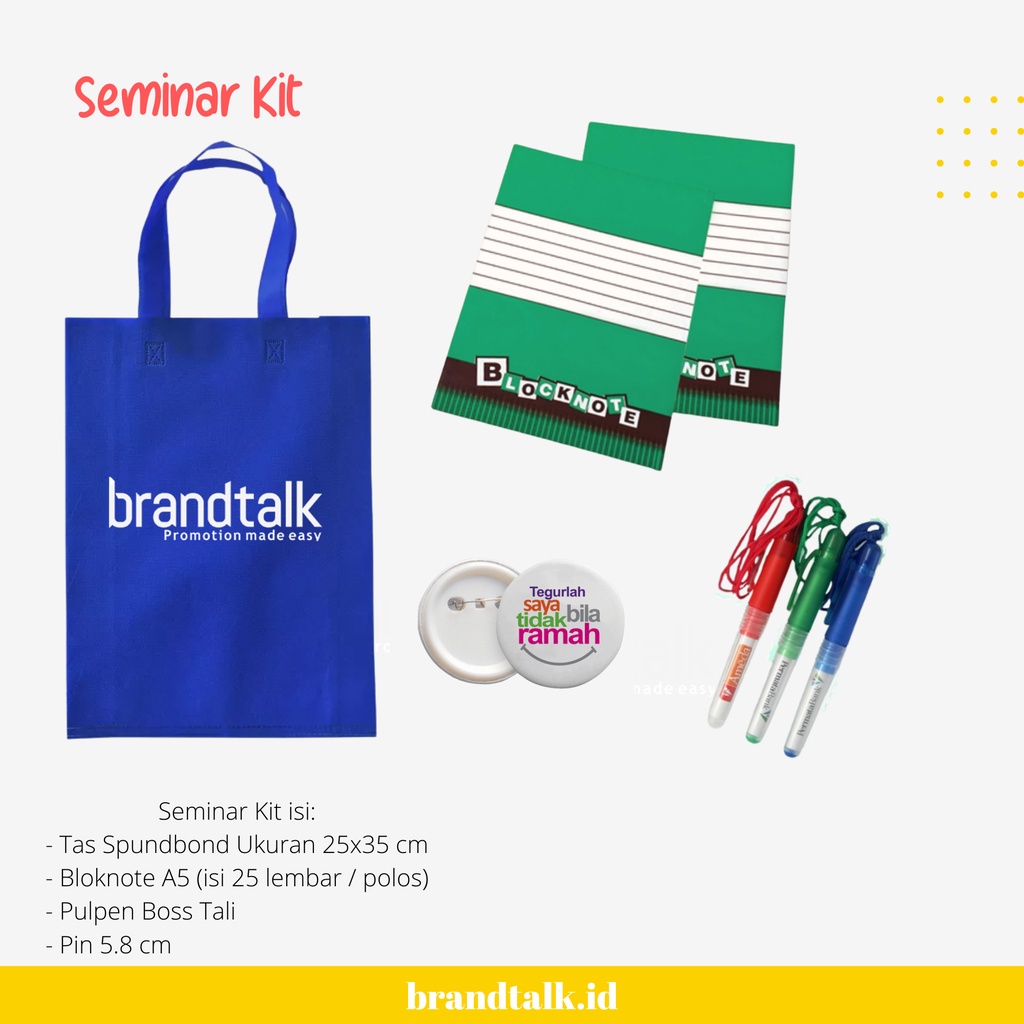 Jual Paket Seminar Kit - isi Tas, Bloknote, Bolpoin, Pin (CUSTOM ...