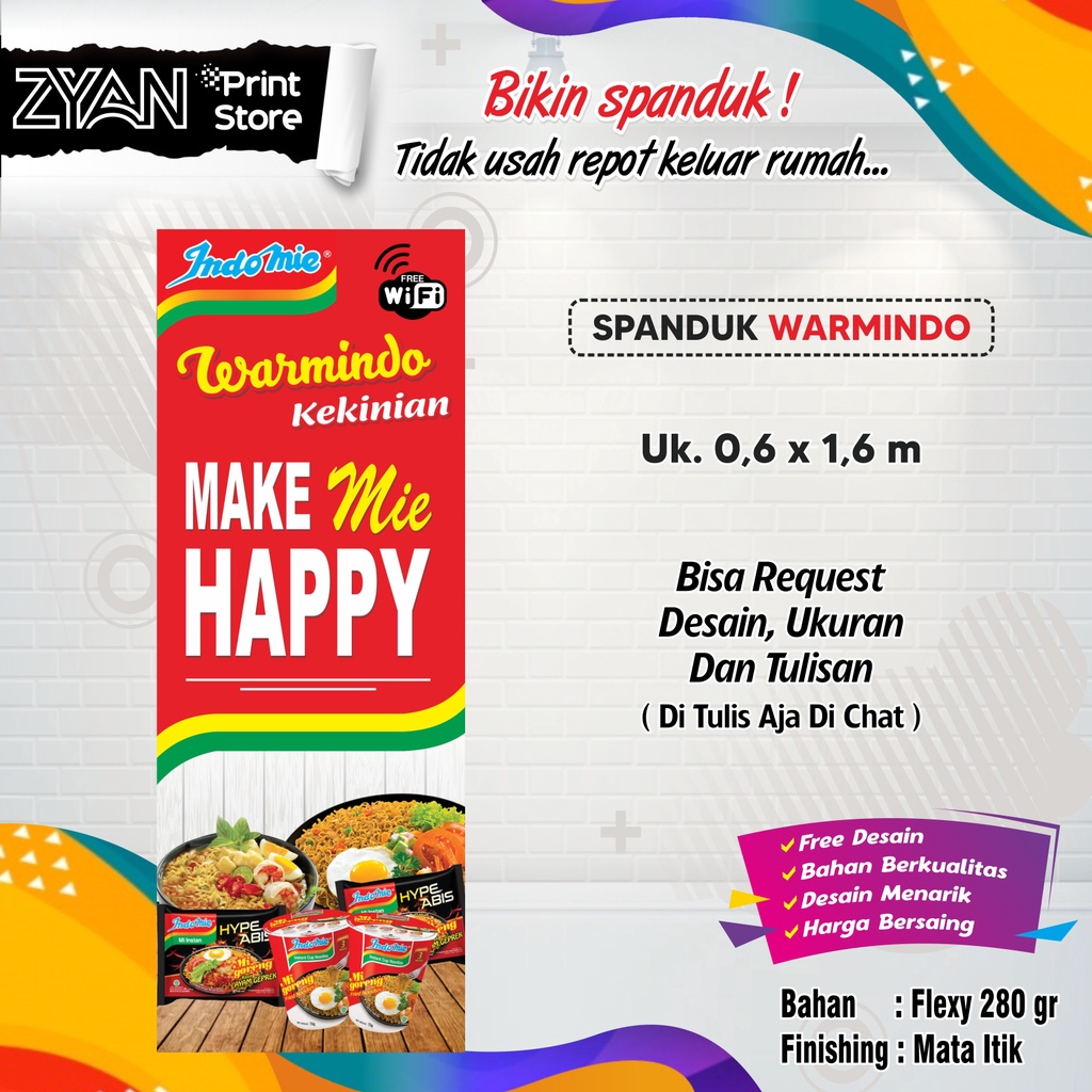 Jual SPANDUK BANNER WARMINDO WARUNG INDOMIE | Shopee Indonesia