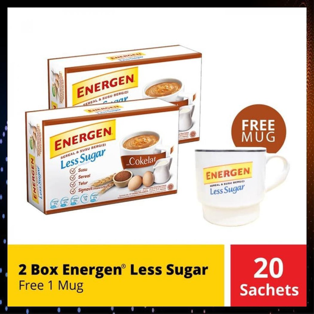 Jual 2 BOX ENERGEN LESS SUGAR FREE 1 MUG | Shopee Indonesia