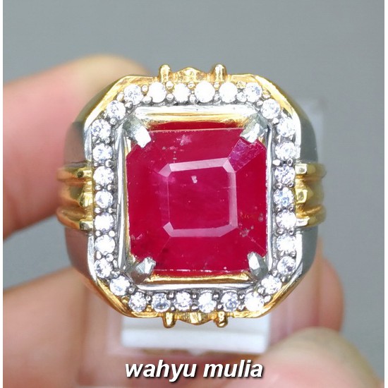 Jual Cincin Batu Permata natural Rubi bentuk kotak Asli (Kode 1361 ...