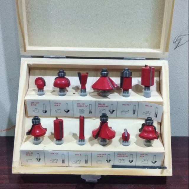 Jual MATA ROUTER SET 12 PCS MATA PROFIL SET 12 PCS MATA PROFIL SET 1/4 ...