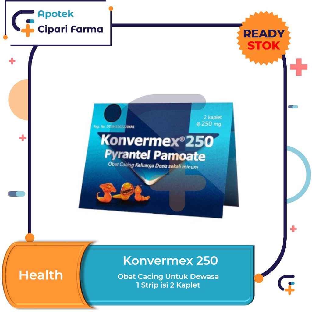Jual Konvermex 250 Obat Cacing Untuk Dewasa 1 Strip isi 2 Kaplet ...