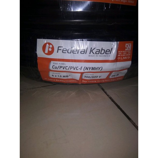 Jual Kabel Listrik Serabut Hitam NYYHY 4 x 4 4x4 Federal (Meteran) Kabel NYYHY 4 x 4mm 4x4mm 4 x ...
