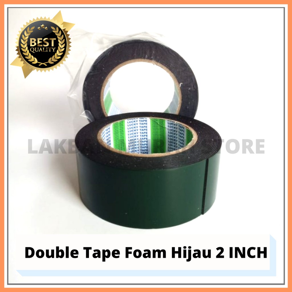 Jual DOUBLE TAPE FOAM HIJAU LUCKY TAPE 48MM 2" X 5M DOUBLE TAPE BUSA HIJAU MURAH | Shopee Indonesia