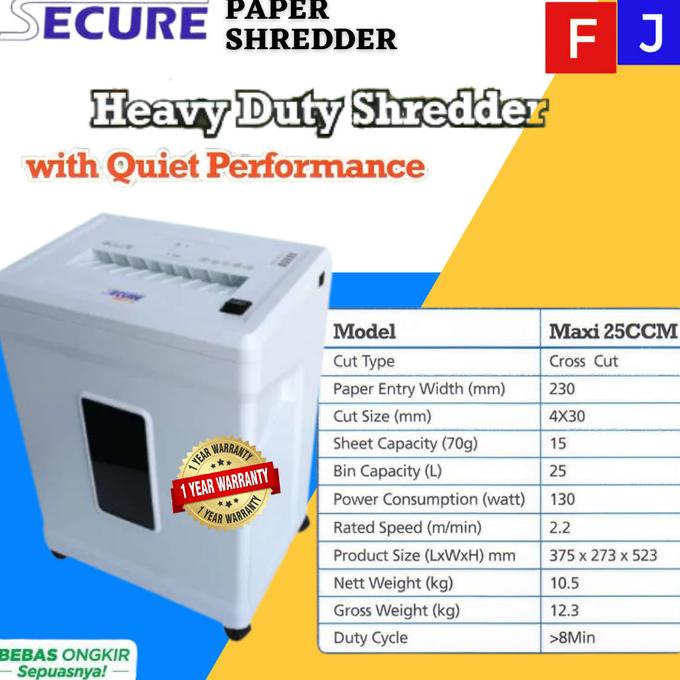 Jual Secure Maxi 25 Ccm Penghancur Kertas Paper Shredder - Garansi ...