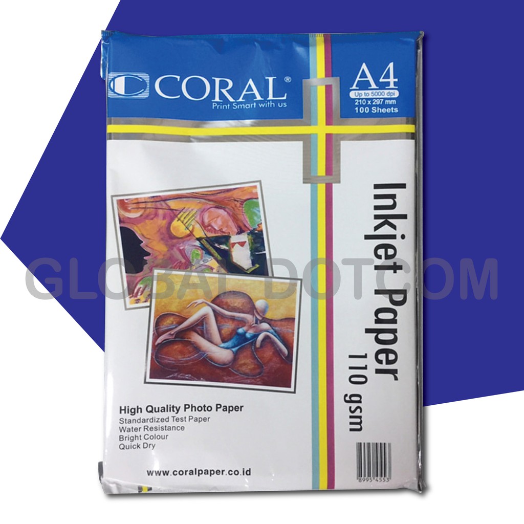 Jual CORAL INKJET PAPER A4 110gsm (1 pack :100 lembar) | Shopee Indonesia