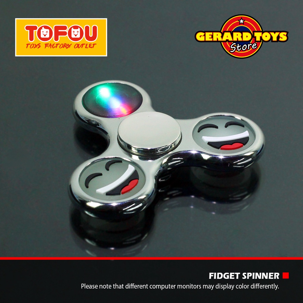 Jual Mainan Fidget Spinner Plastik LED Gambar Smile Glow Silver MURAH ...