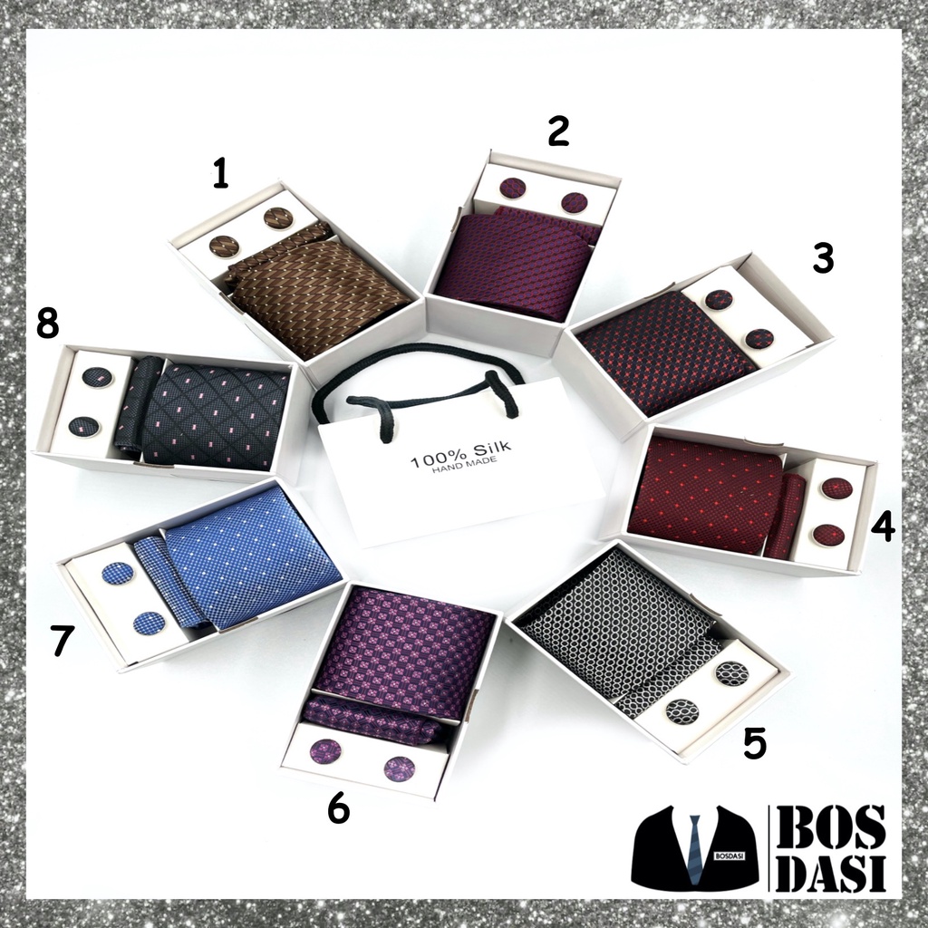 Jual DASI SET BOX / BOX DASI MANUAL 8 CM MOTIF CUFFLINK POCKET SQUARE ...