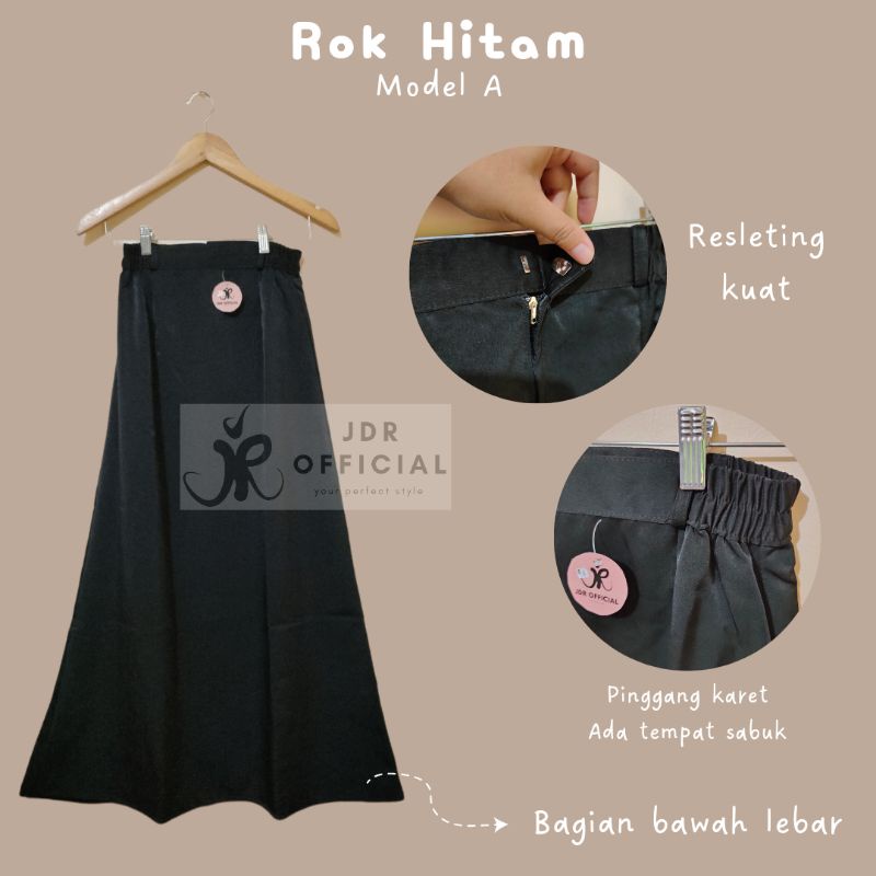 Jual JDR- ROK HITAM MODEL A LEBAR BAWAH PINGGANG KARET UNTUK KERJA ATAU ...