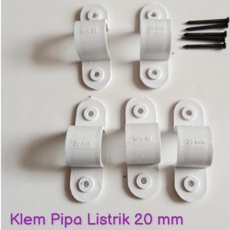 Jual Klem PIPA Conduit 20mm / Klem pipa listrik / CLAMP PIPA PVC PUTIH ...